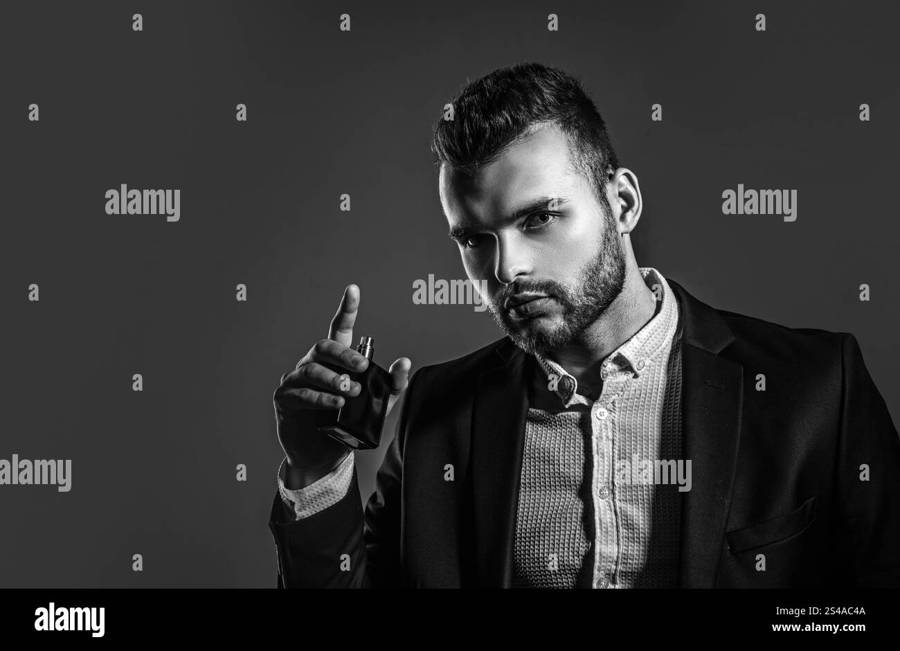 Mans perfume concept. Elegant man for perfume. Masculine perfume ...