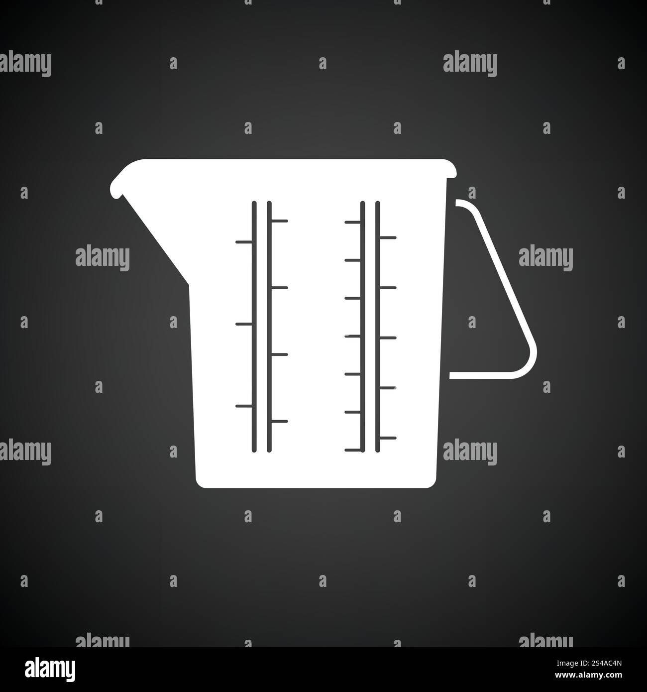 Measure glass icon. Black background with white. Vector illustration ...
