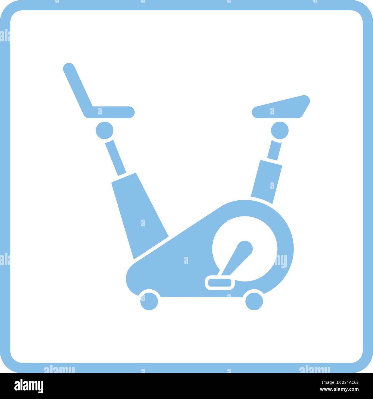 Exercise bicycle icon. Blue frame design. Vector illustration Stock ...