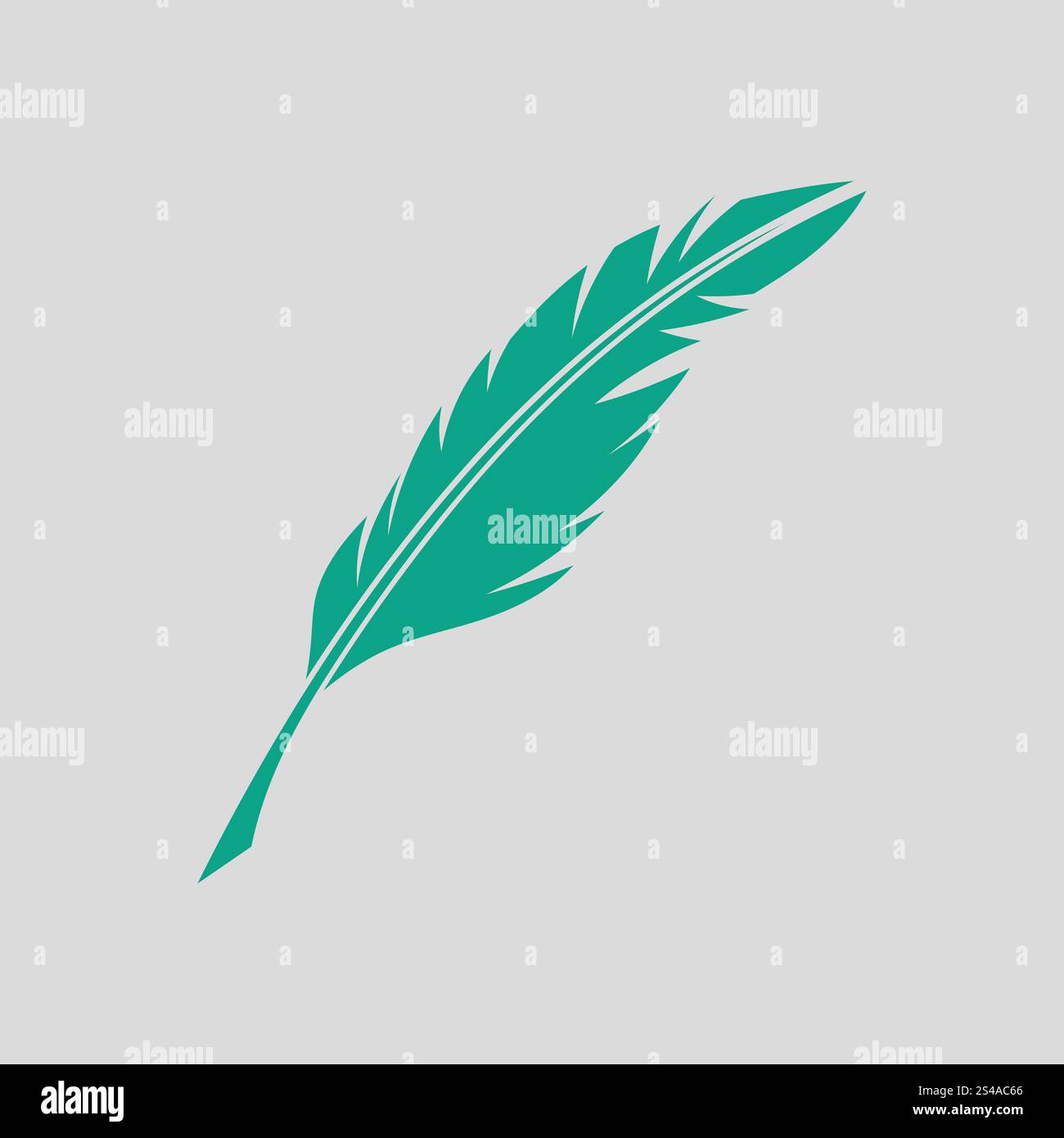 Writing feather icon. Gray background with green. Vector illustration ...