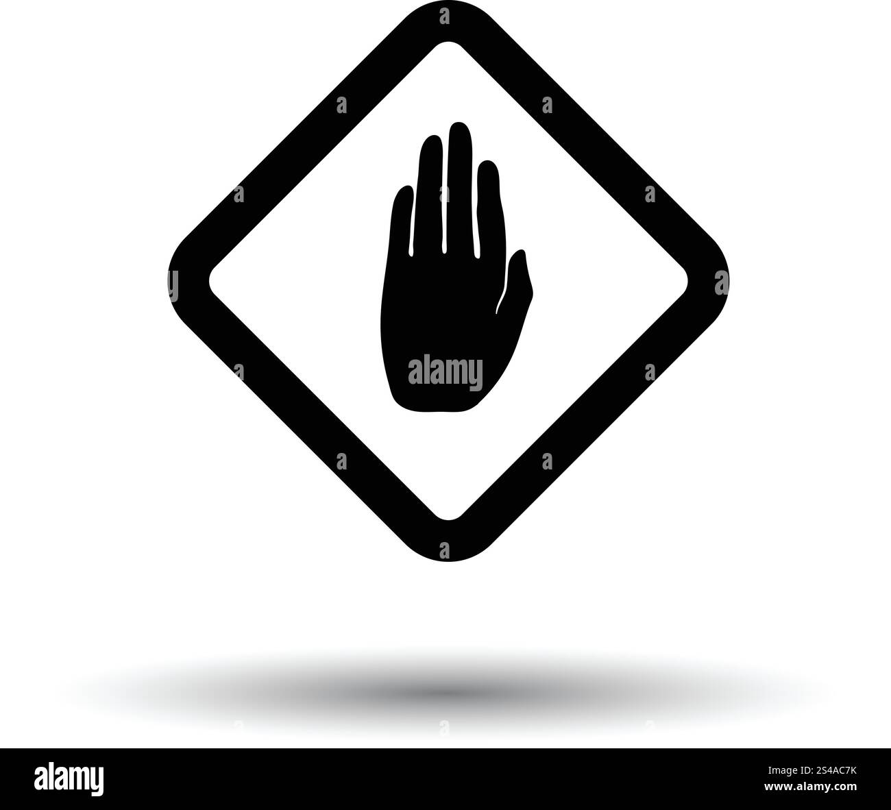 Icon of Warning hand. White background with shadow design. Vector ...