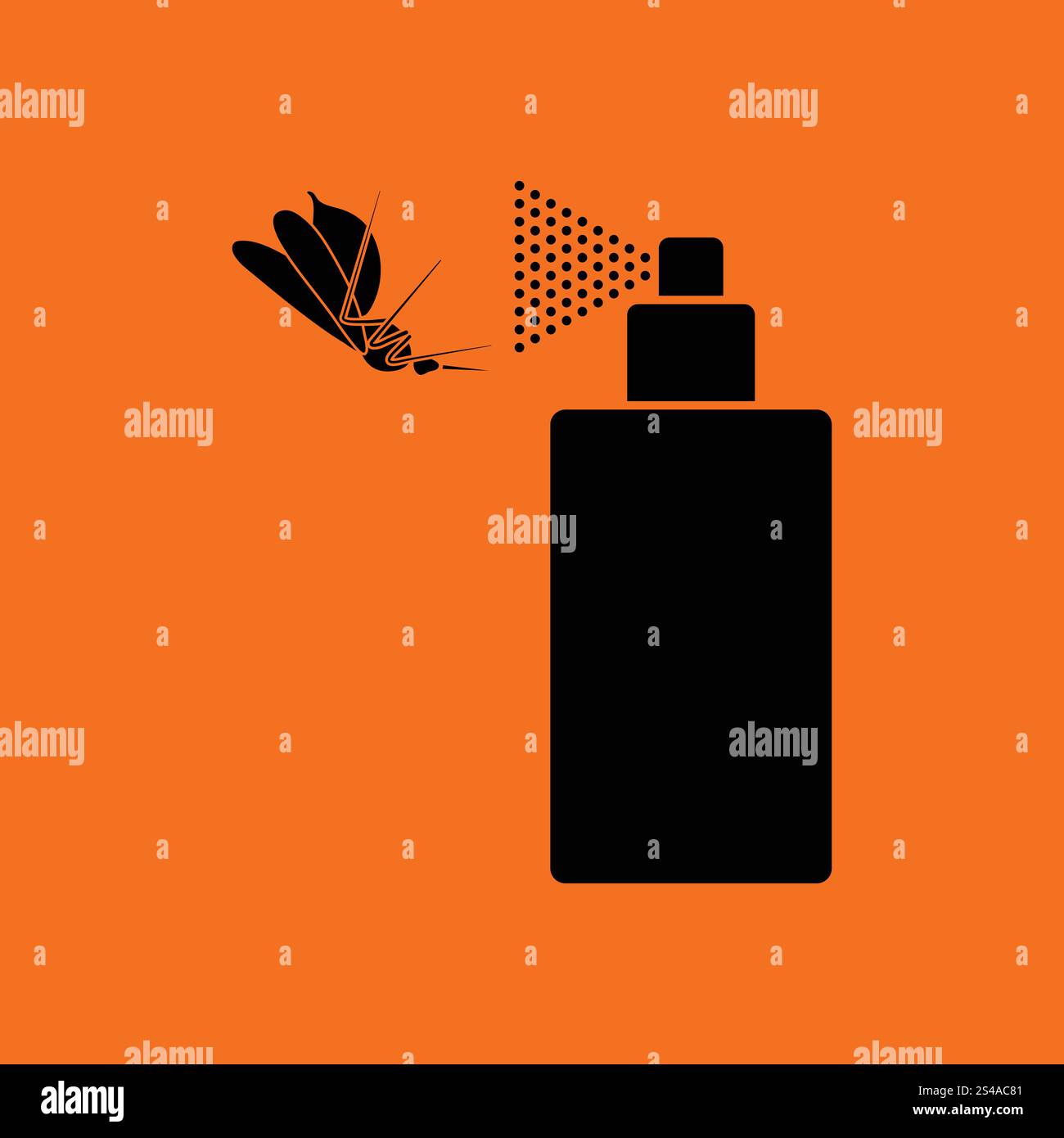 Mosquito spray icon. Orange background with black. Vector illustration ...