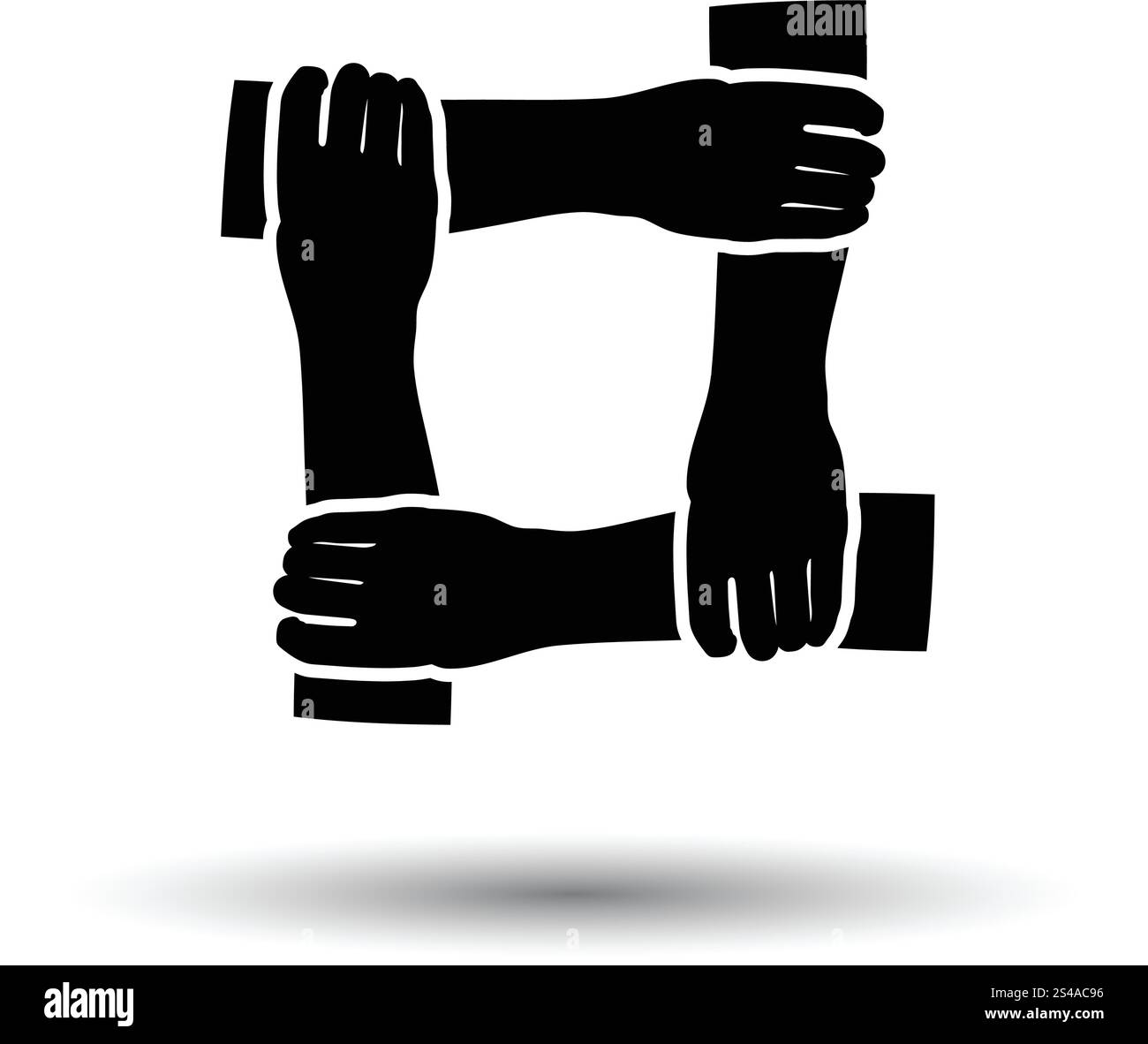 Crossed hands icon. White background with shadow design. Vector ...