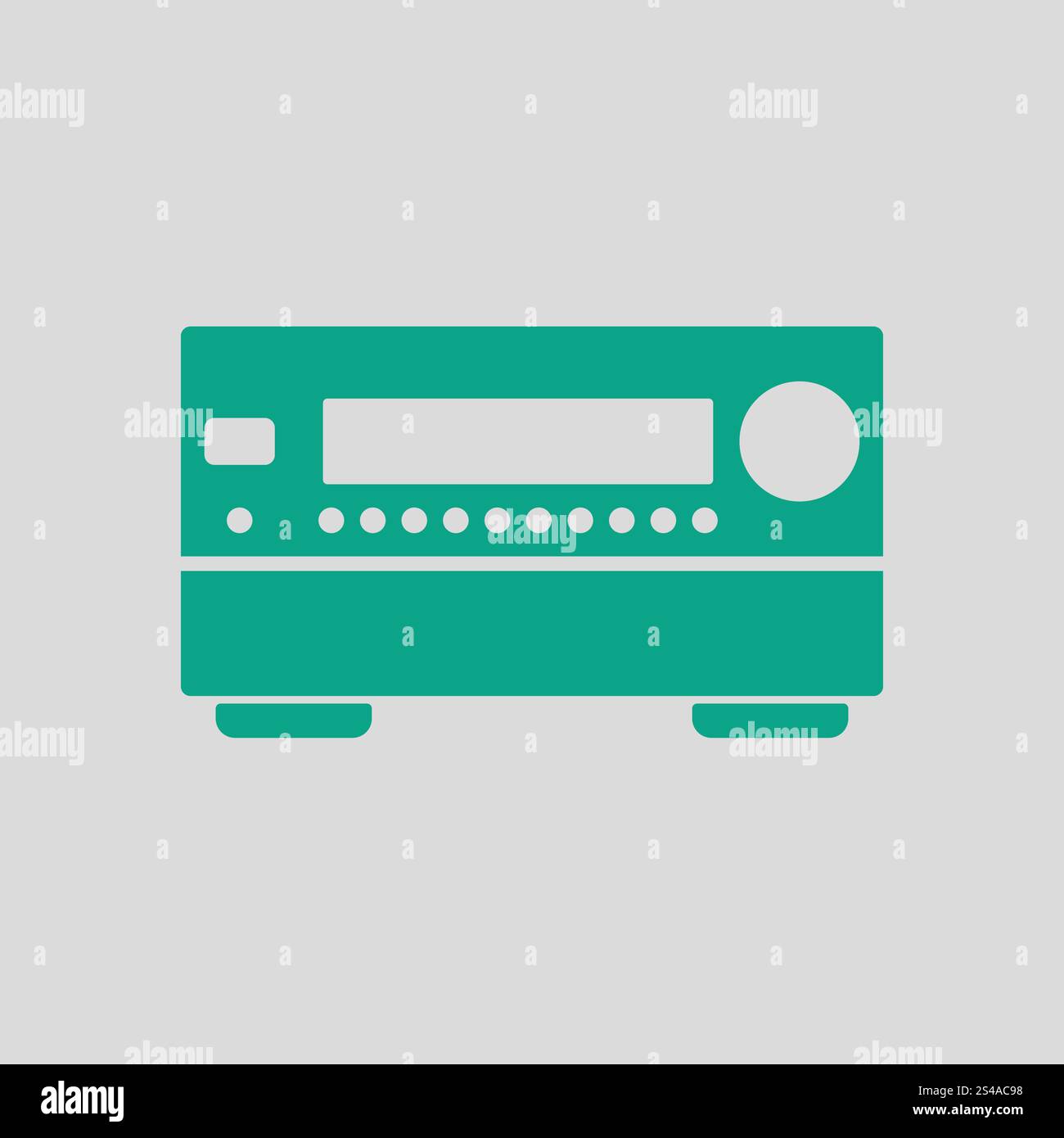 Home theater receiver icon. Gray background with green. Vector ...