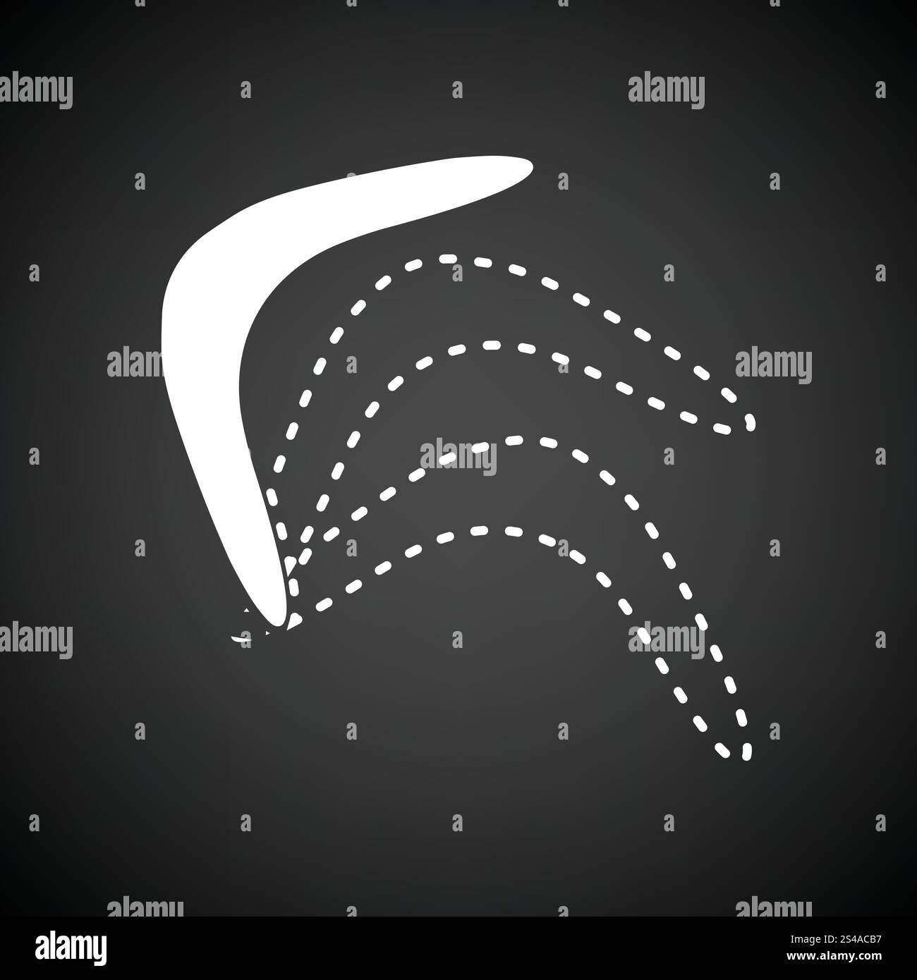 Boomerang icon. Black background with white. Vector illustration Stock ...