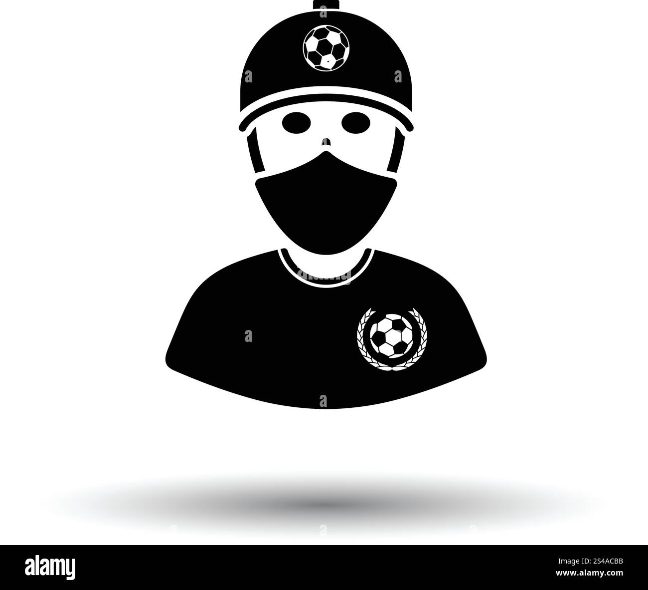 Football fan with covered face by scarf icon. White background with ...