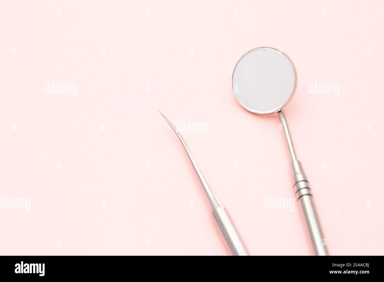 Dental medical equipment tools. Dental mirror and plaque removal Stock ...