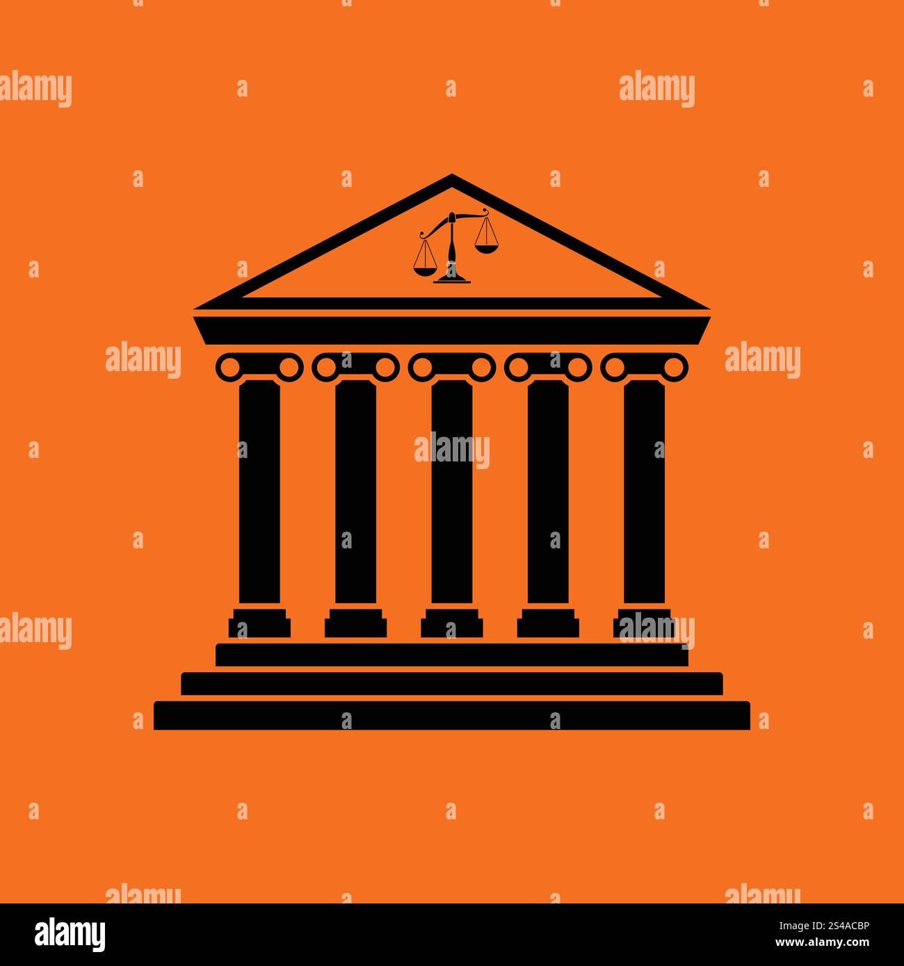 Courthouse icon. Orange background with black. Vector illustration ...