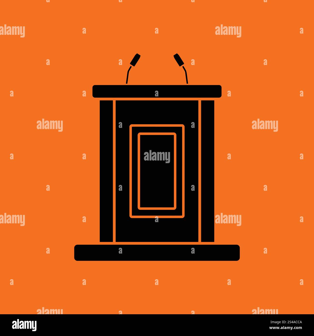 Witness stand icon. Orange background with black. Vector illustration ...