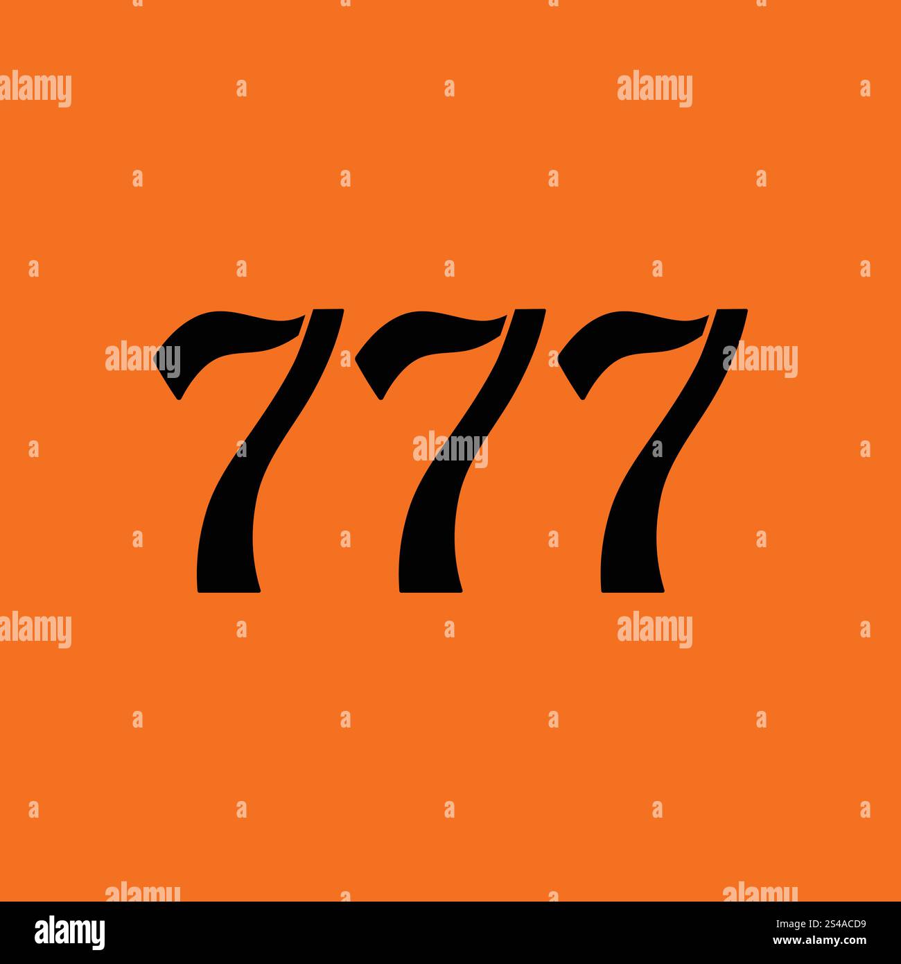777 icon. Orange background with black. Vector illustration Stock ...