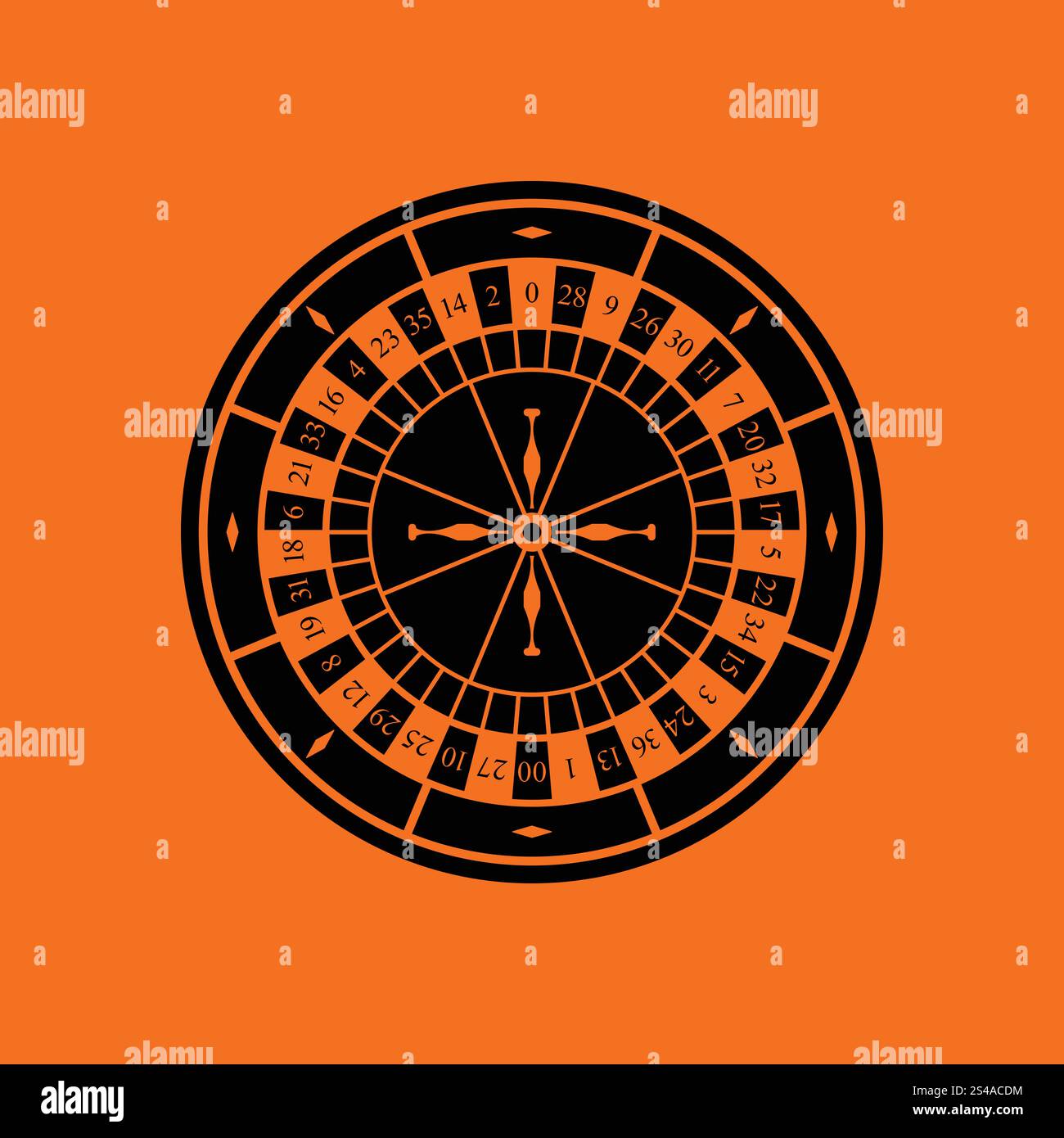 Roulette wheel icon. Orange background with black. Vector illustration ...