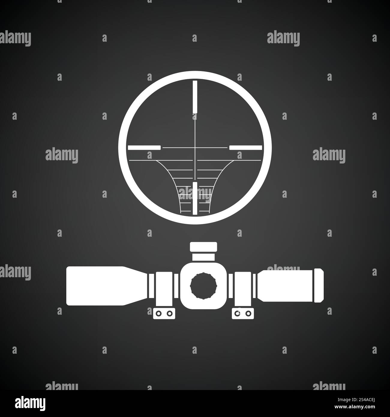 Scope icon. Black background with white. Vector illustration Stock ...
