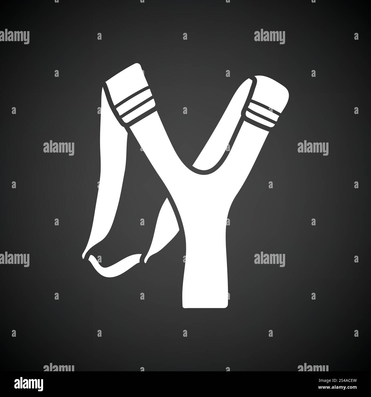 Hunting slingshot icon. Black background with white. Vector ...