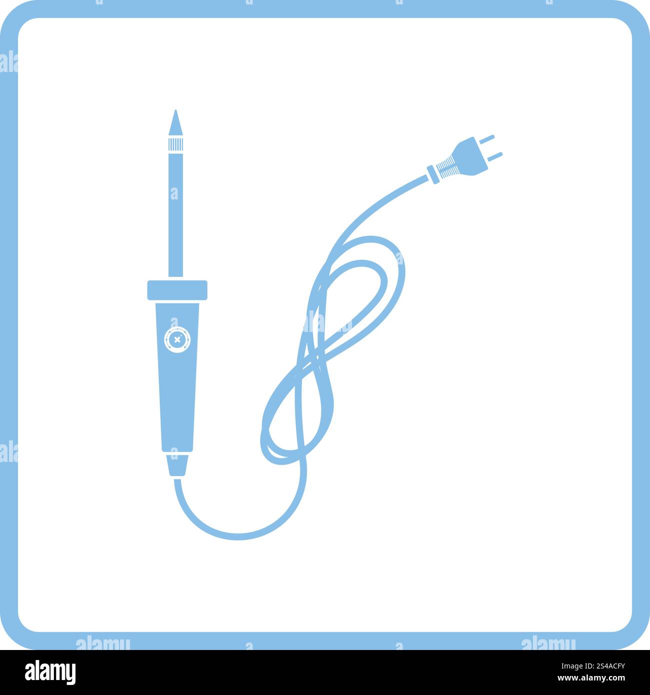 Soldering iron icon. Blue frame design. Vector illustration Stock ...