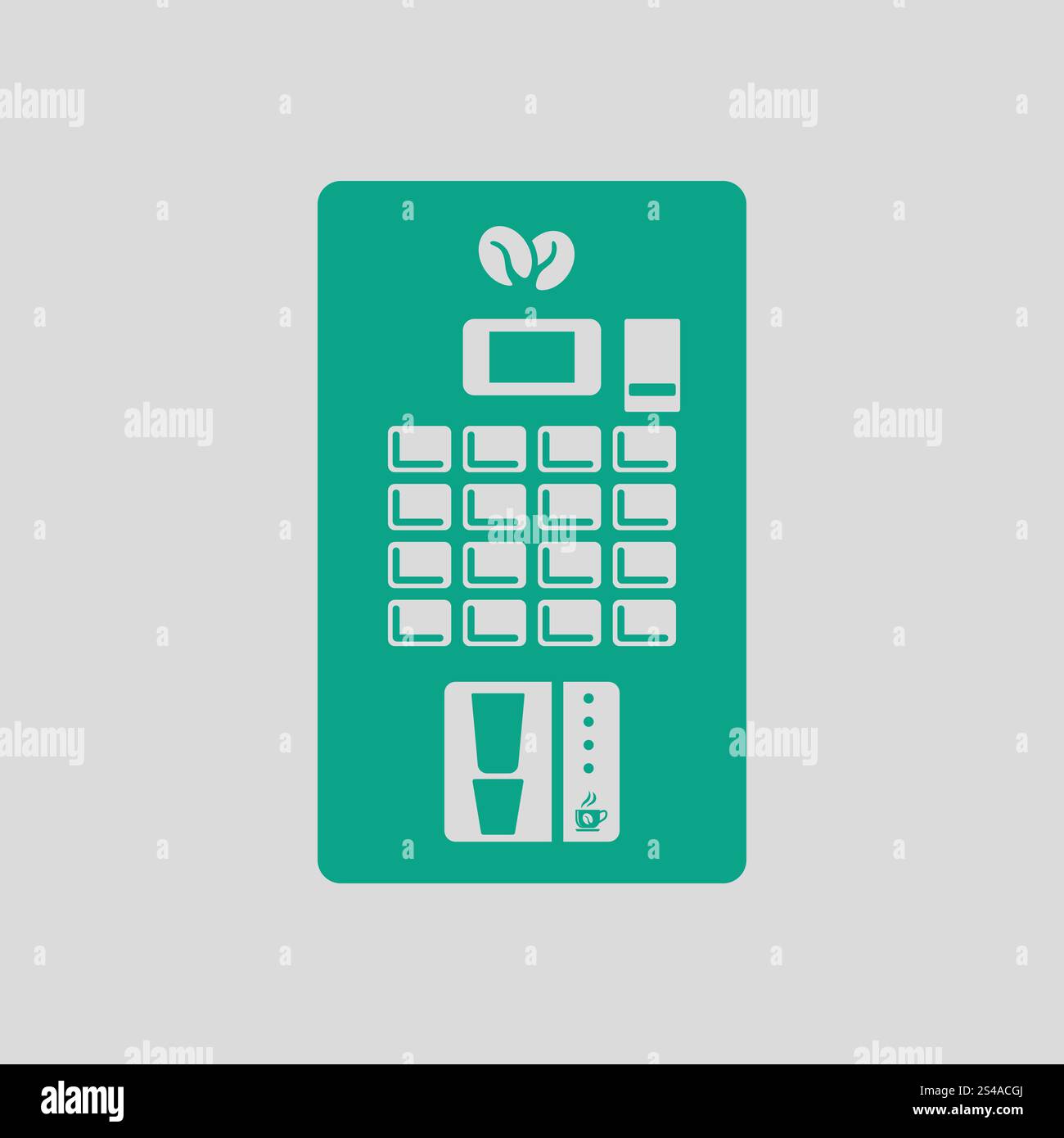 Coffee selling machine icon. Gray background with green. Vector ...