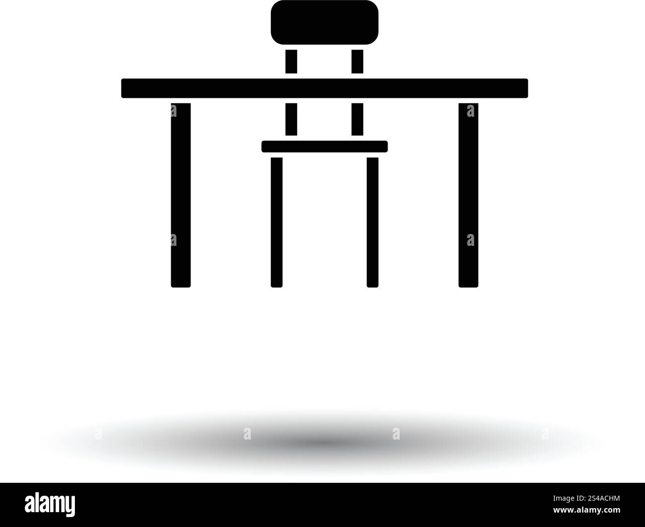 Table and chair icon. White background with shadow design. Vector ...