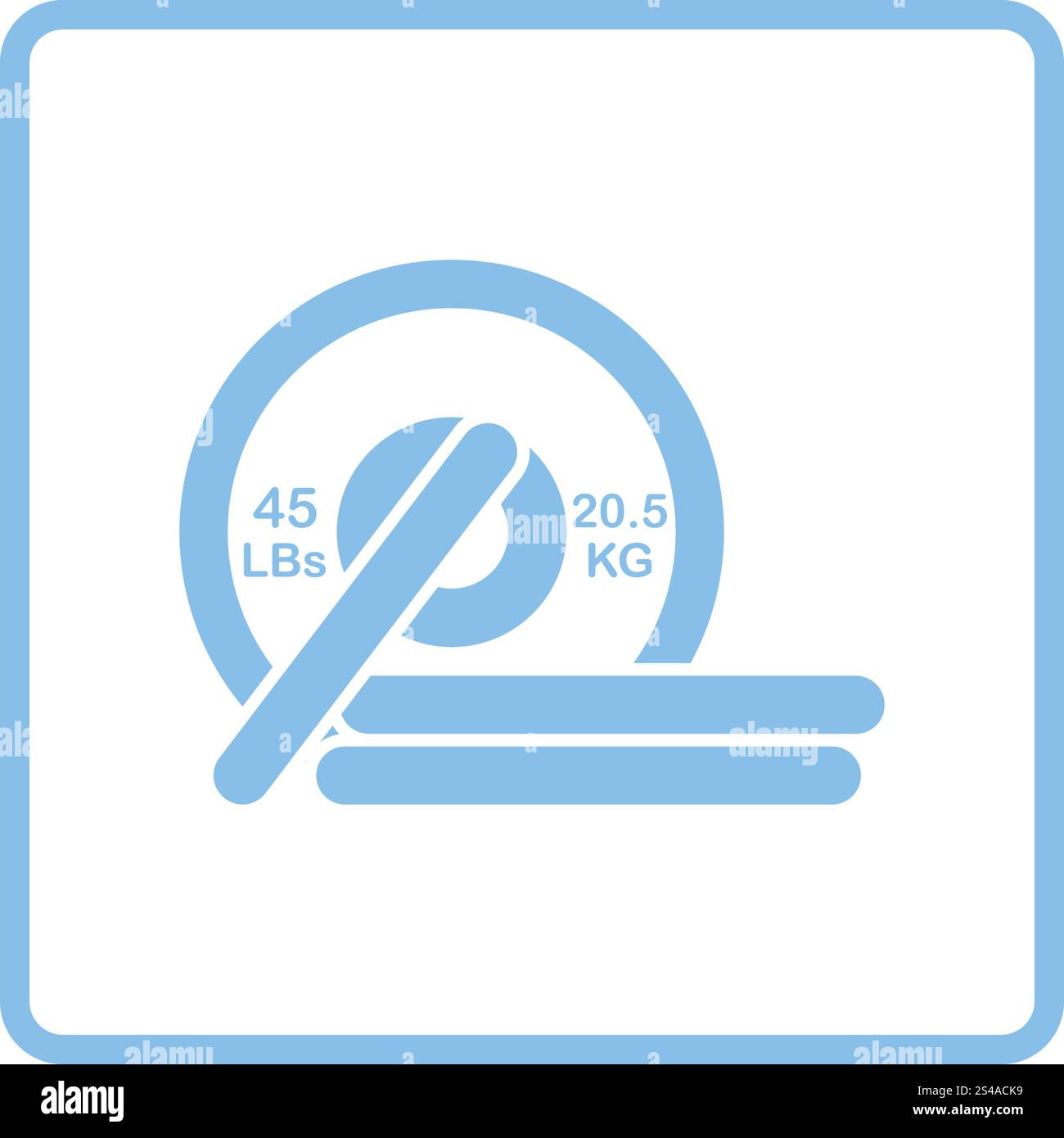 Barbell disks icon. Blue frame design. Vector illustration Stock Vector ...