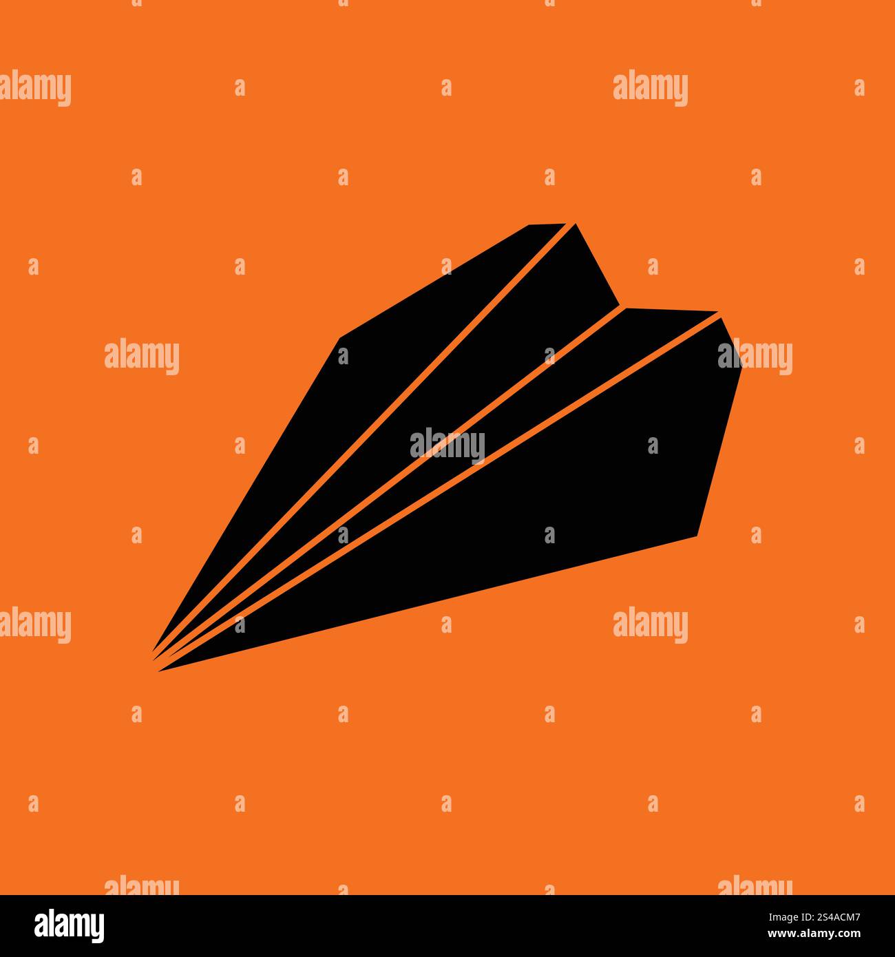 Paper plane icon. Orange background with black. Vector illustration ...