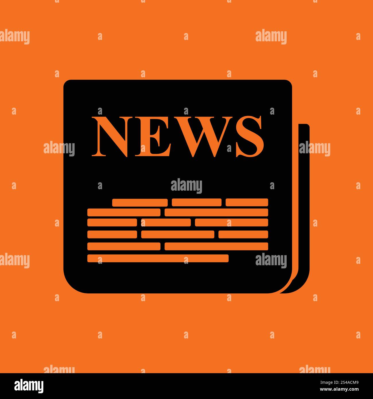 Newspaper icon. Orange background with black. Vector illustration Stock ...