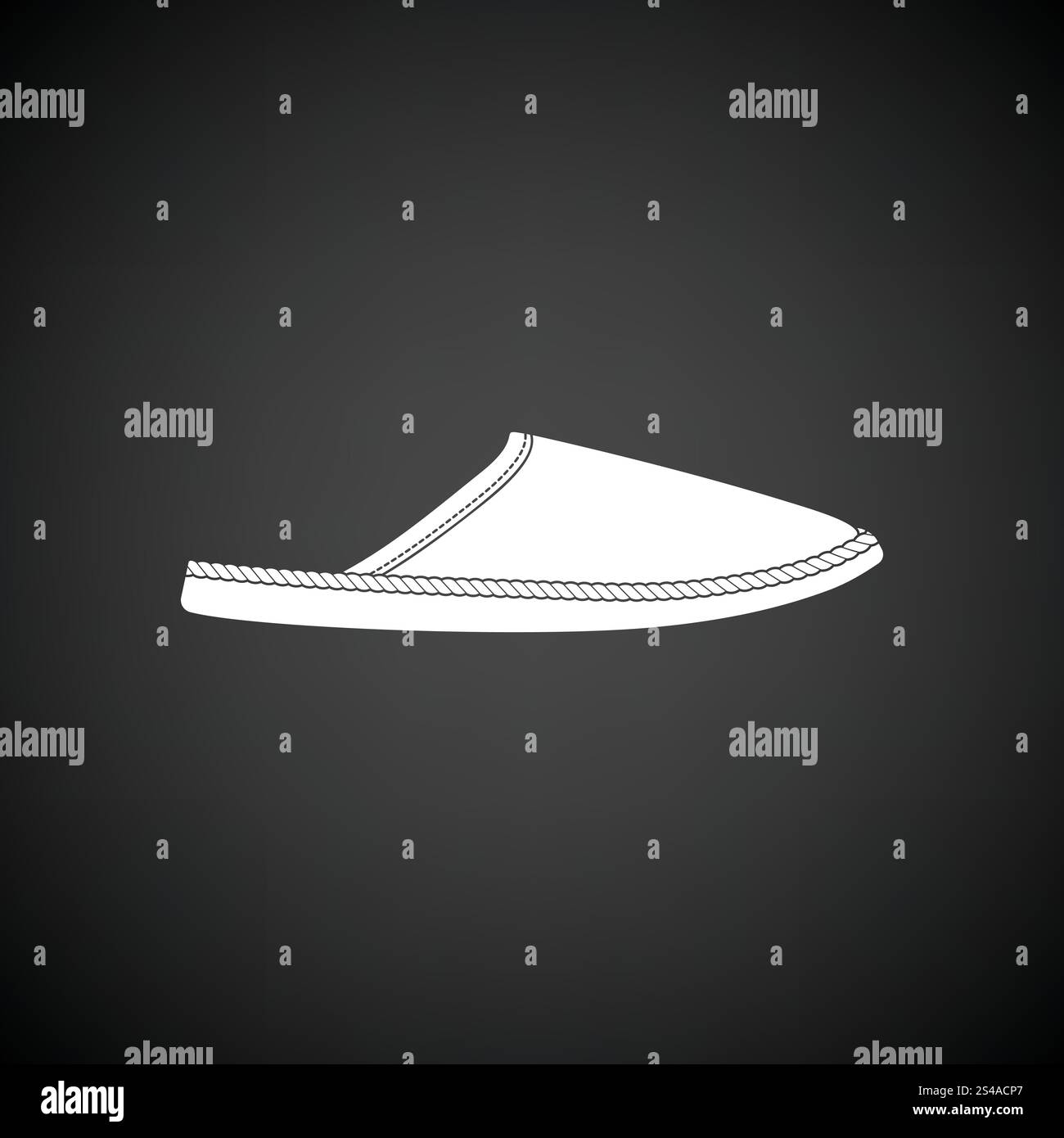 Man home slipper icon. Black background with white. Vector illustration ...