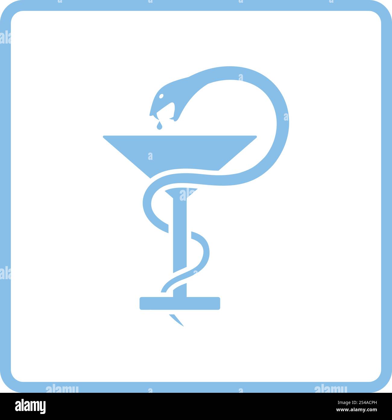 Medicine sign with snake and glass icon. Blue frame design. Vector ...