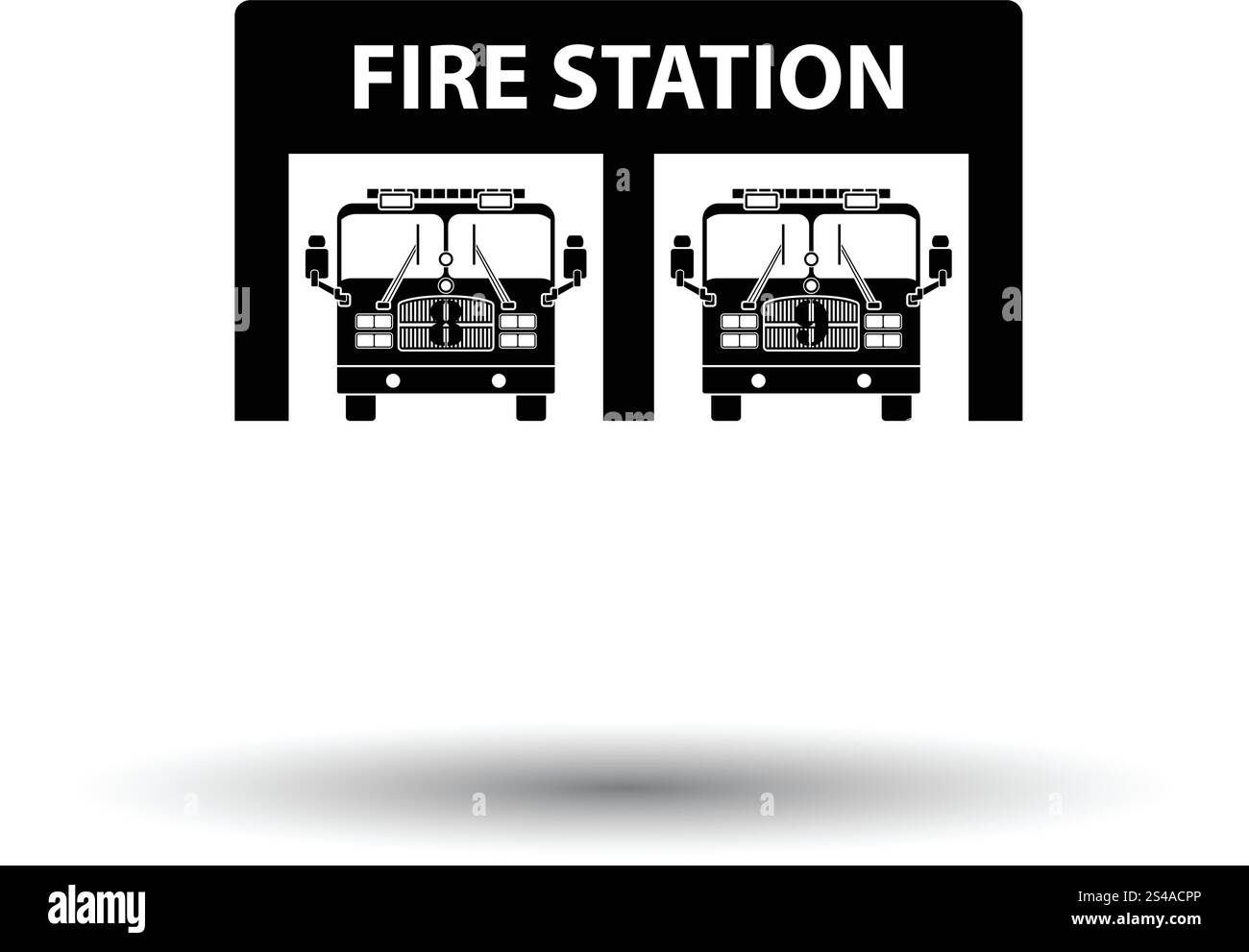 Fire station icon. White background with shadow design. Vector ...