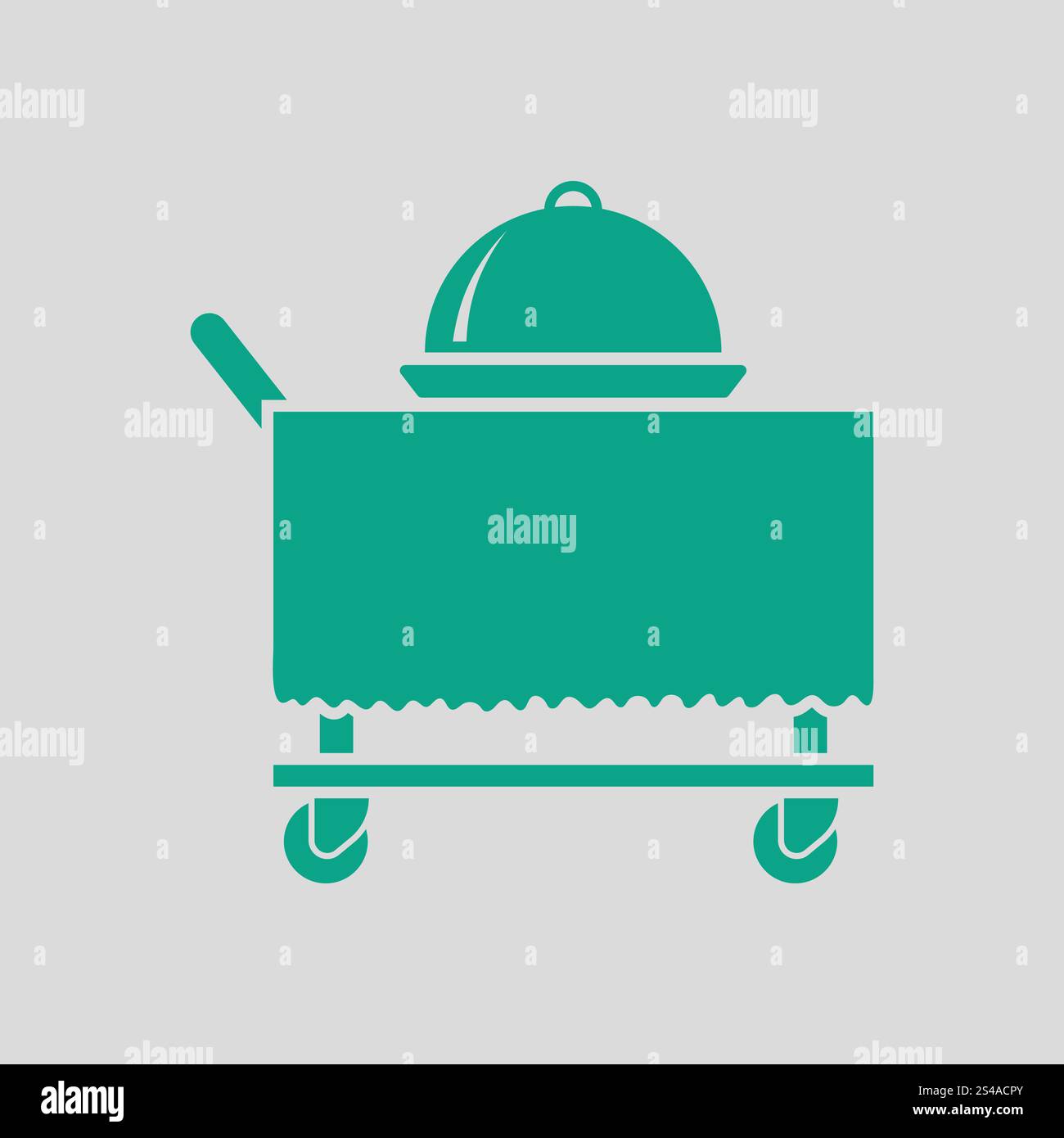 Restaurant cloche on delivering cart icon. Gray background with green ...
