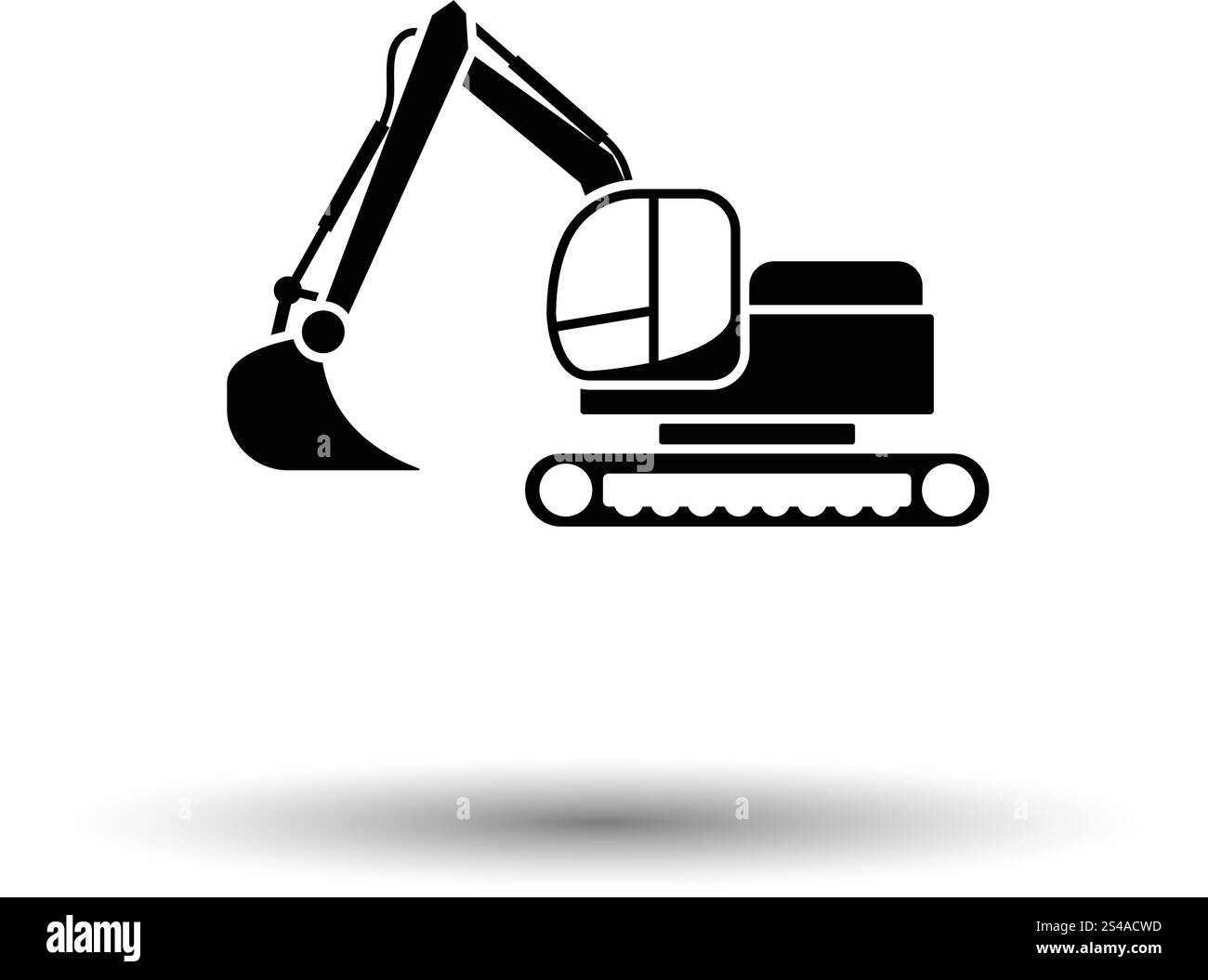 Icon of construction excavator. White background with shadow design ...