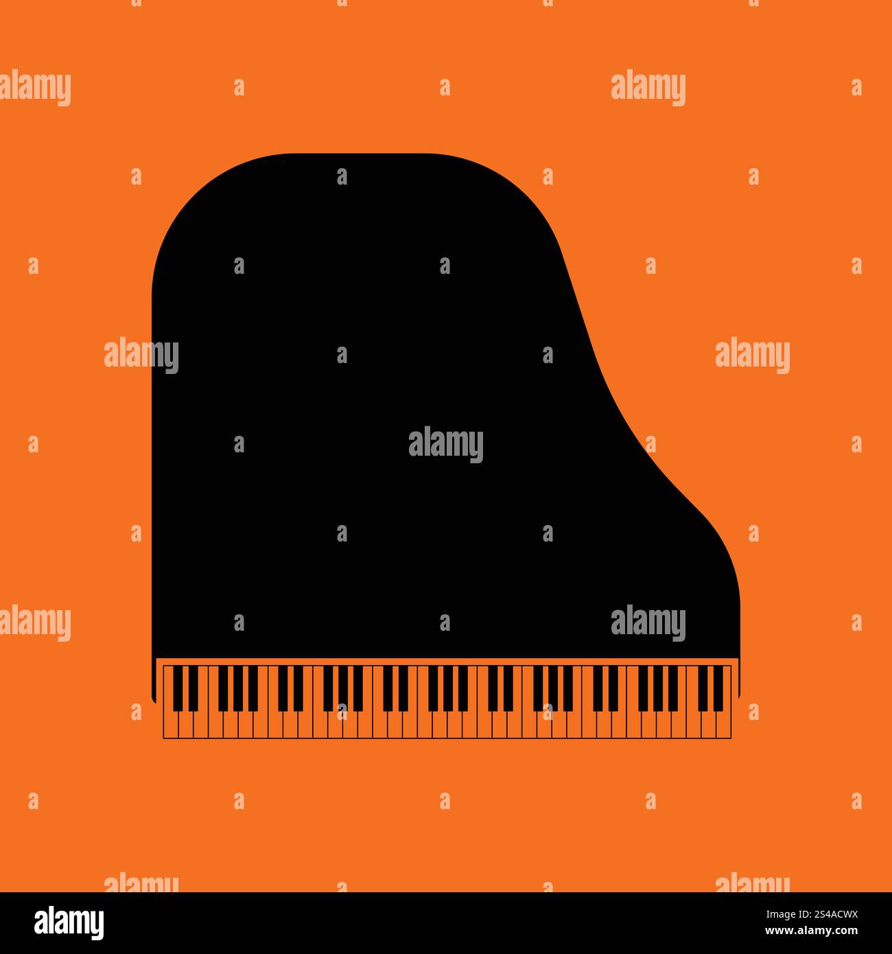 Grand piano icon. Orange background with black. Vector illustration ...