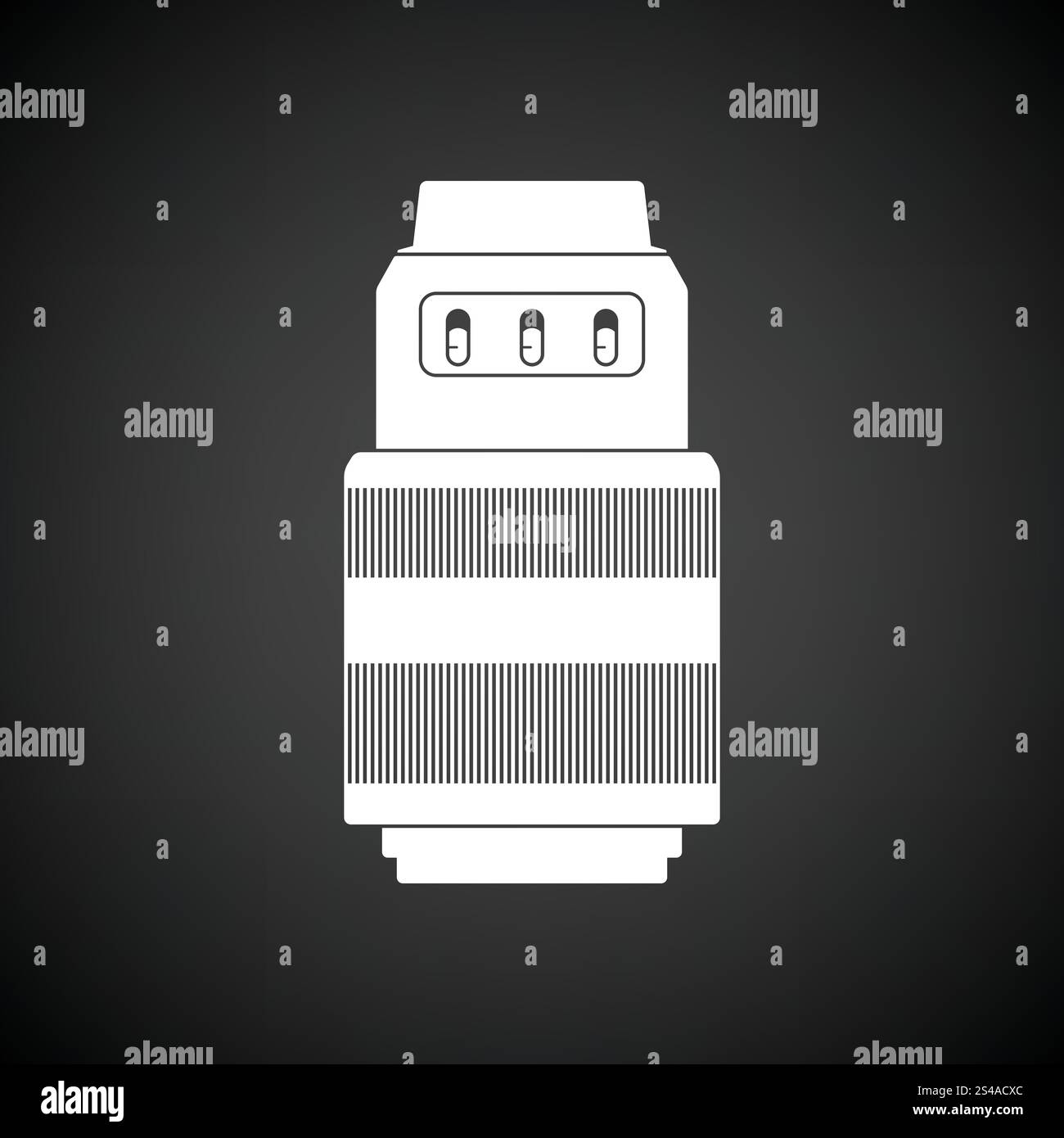 Icon of photo camera zoom lens. Black background with white. Vector ...