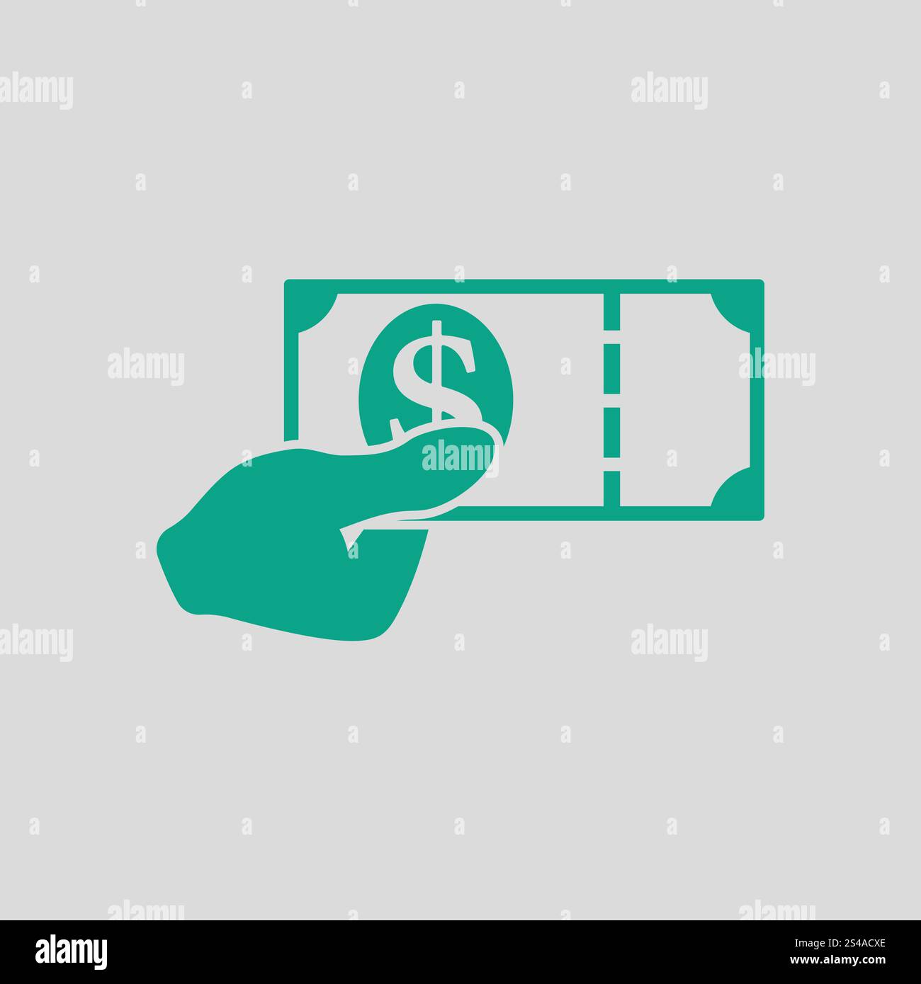 Hand holding money icon. Gray background with green. Vector ...