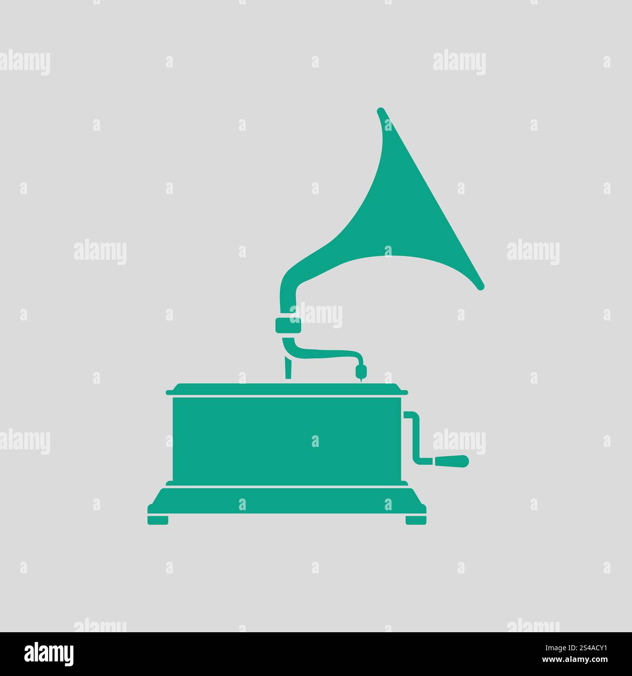 Gramophone icon. Gray background with green. Vector illustration Stock ...