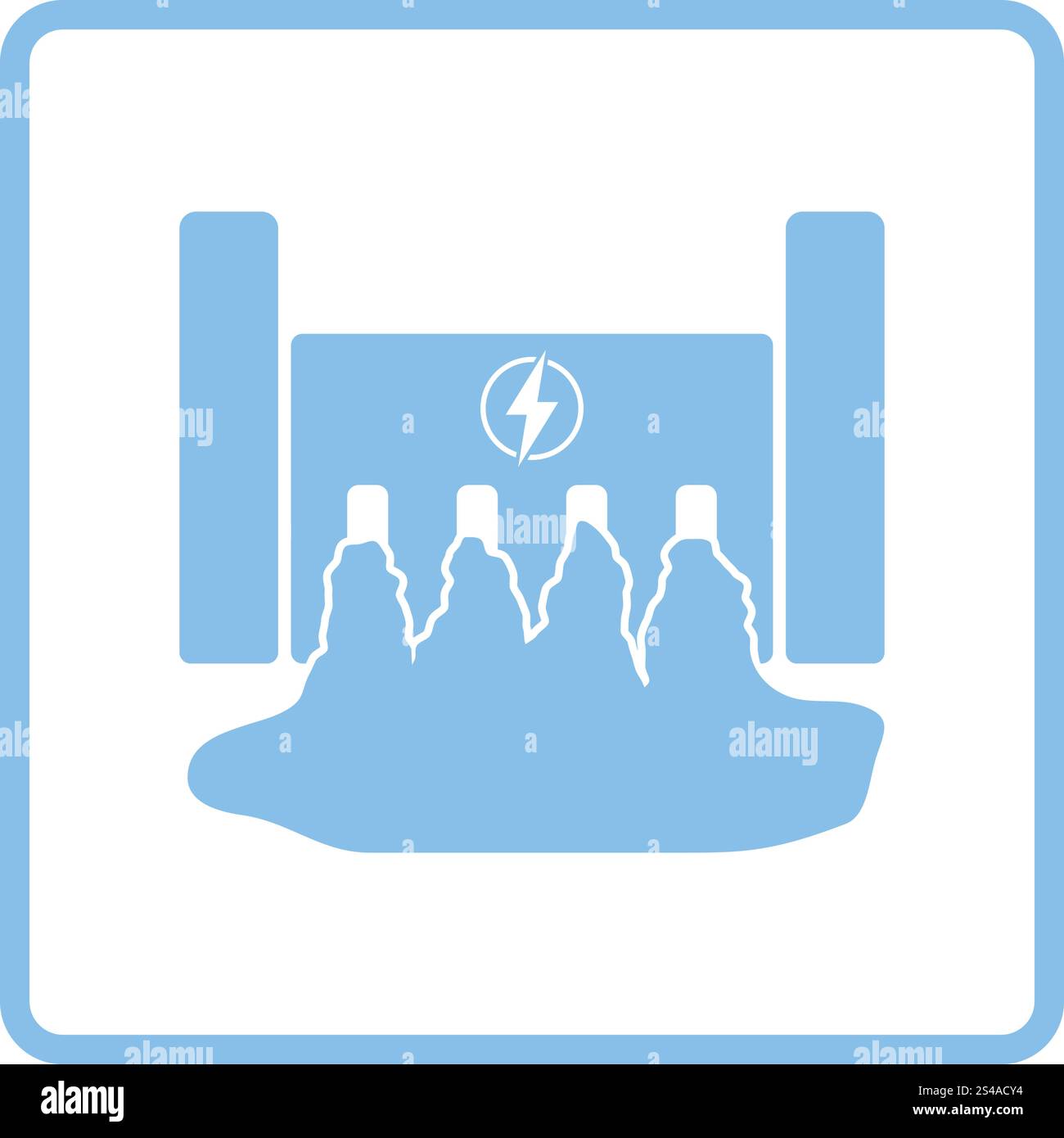 Hydro power station icon. Blue frame design. Vector illustration Stock ...