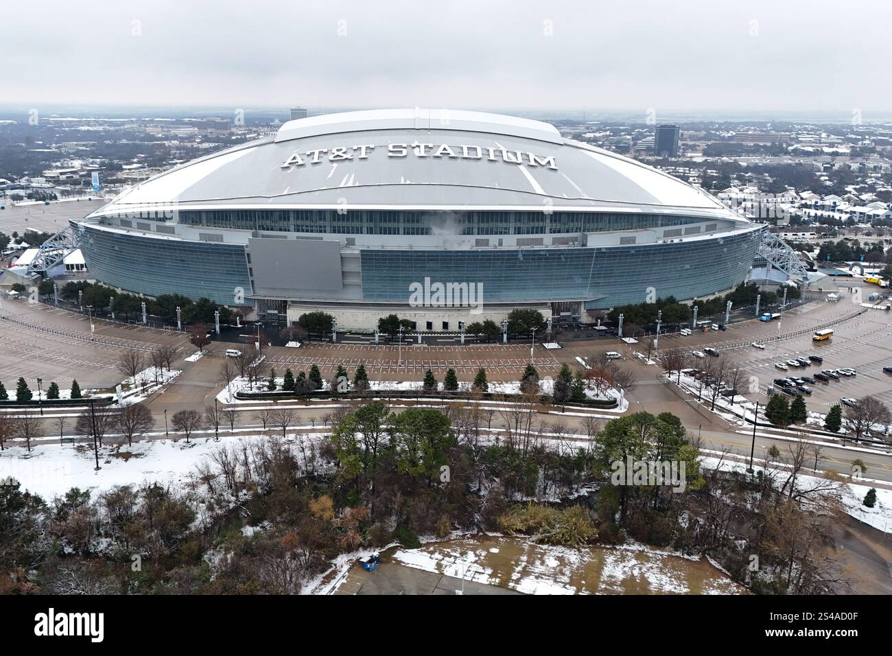 An aerial view of AT&T Stadium, home of the Dallas Cowboys and the ...