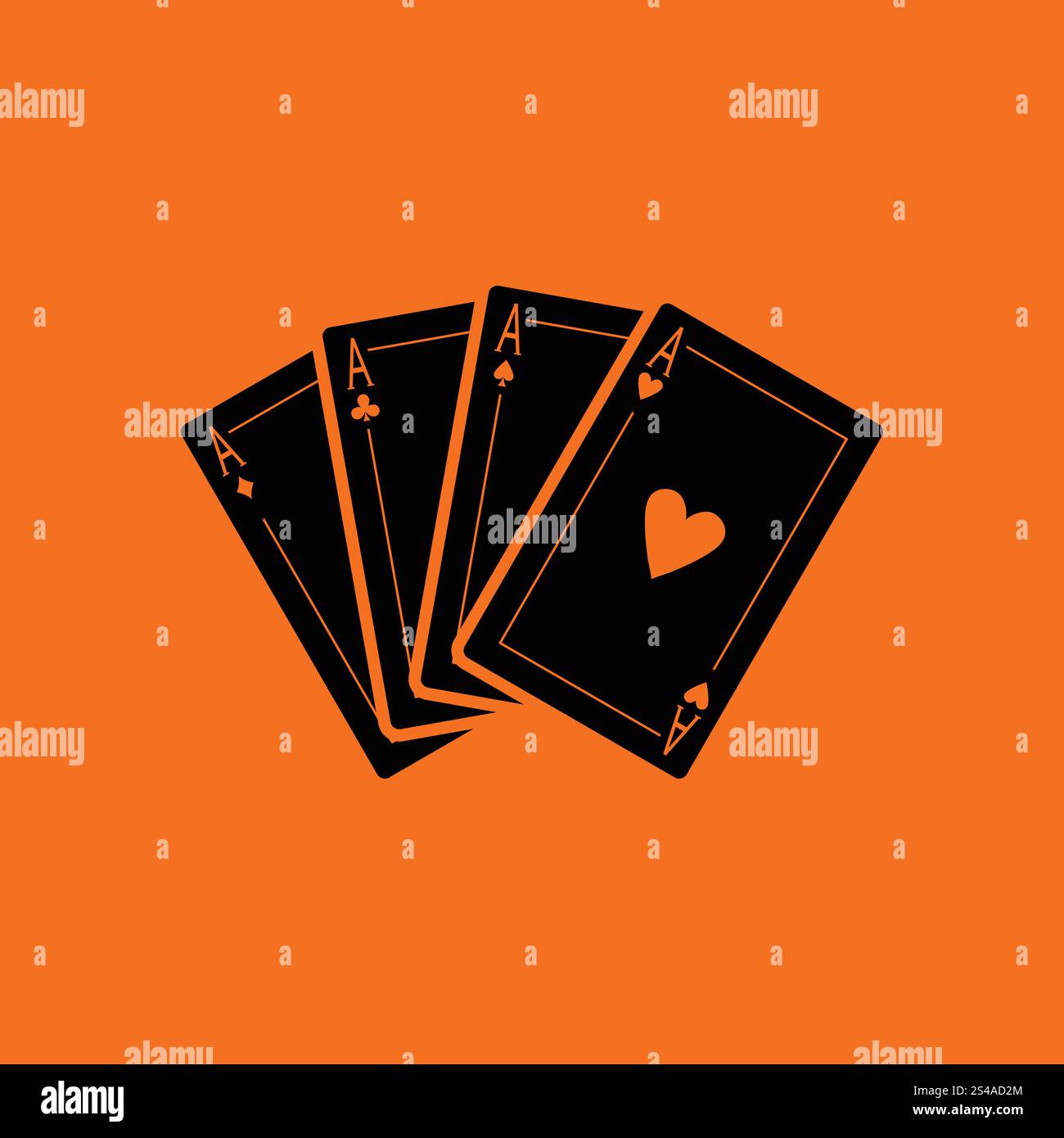 Set of four card icons. Orange background with black. Vector ...