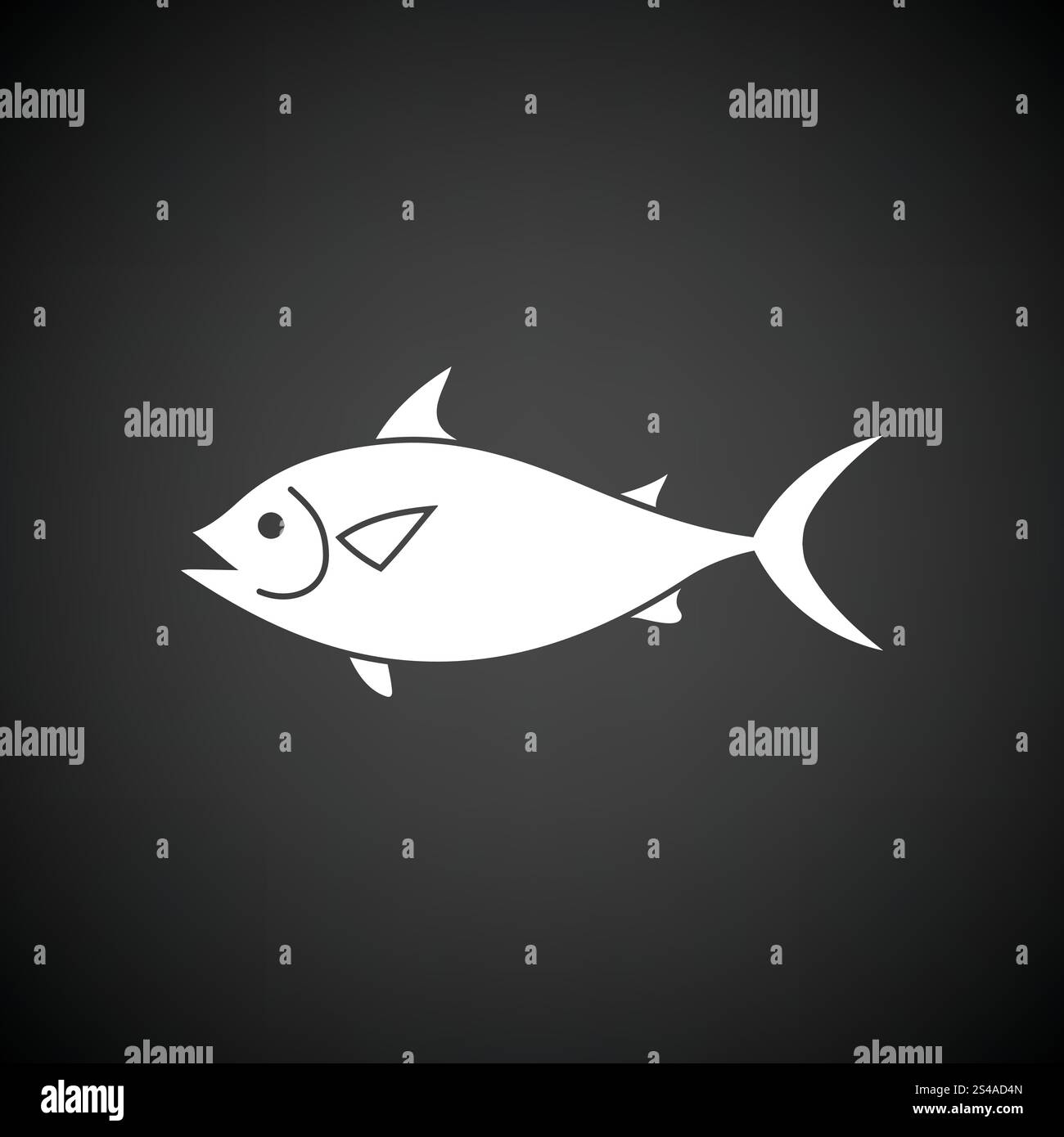 Fish icon. Black background with white. Vector illustration Stock ...