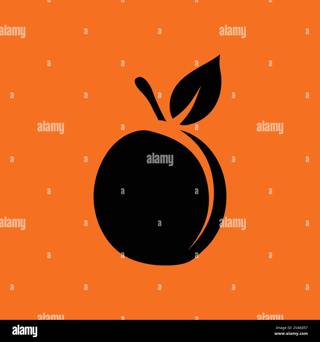 Peach icon. Orange background with black. Vector illustration Stock ...