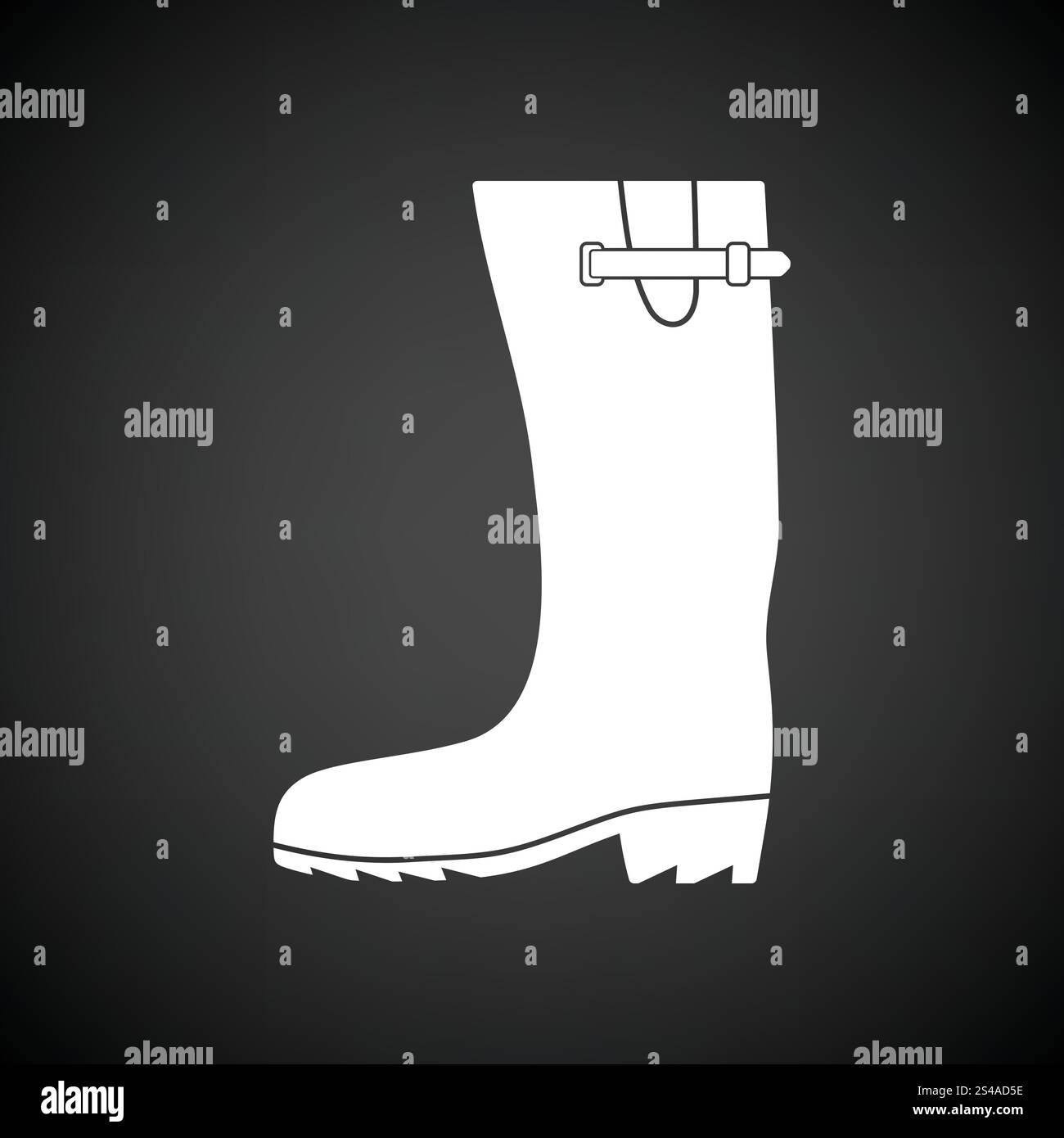 Rubber boot icon. Black background with white. Vector illustration ...