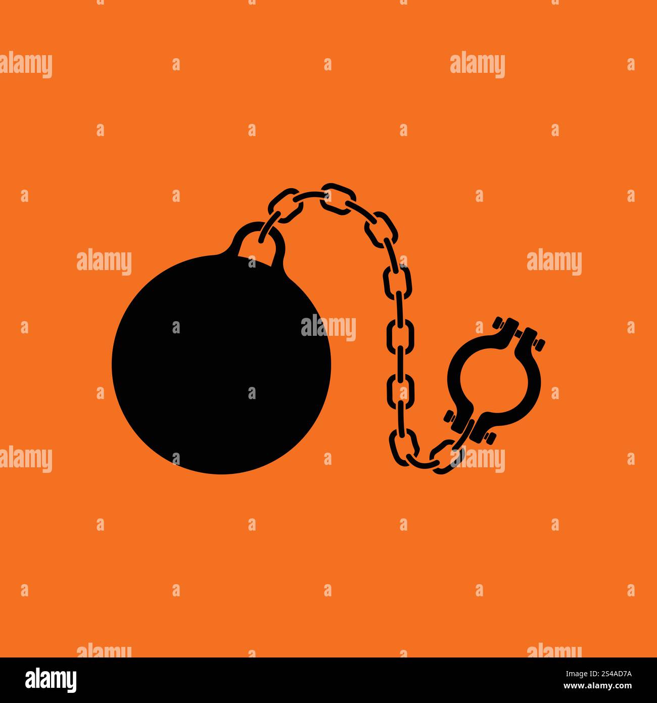 Fetter with ball icon. Orange background with black. Vector ...