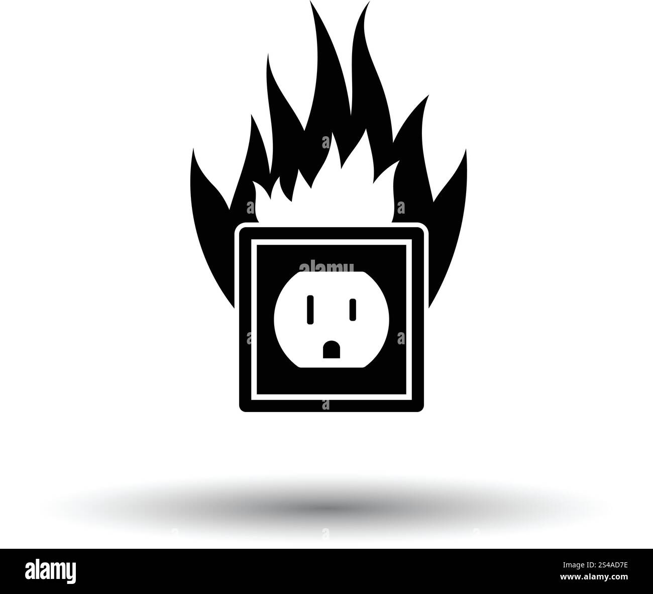 Electric outlet fire icon. White background with shadow design. Vector ...