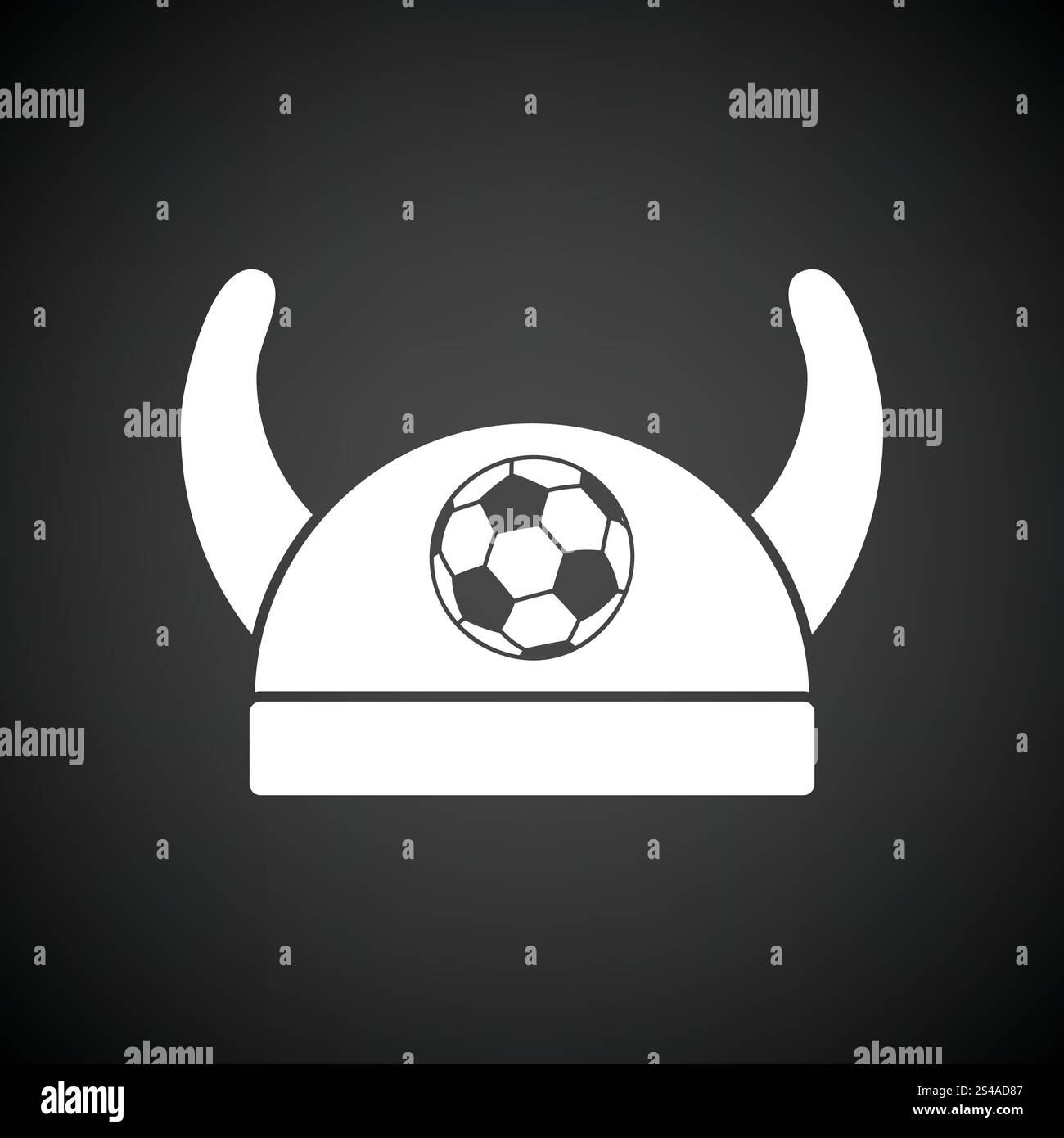 Football fans horned hat icon. Black background with white. Vector ...