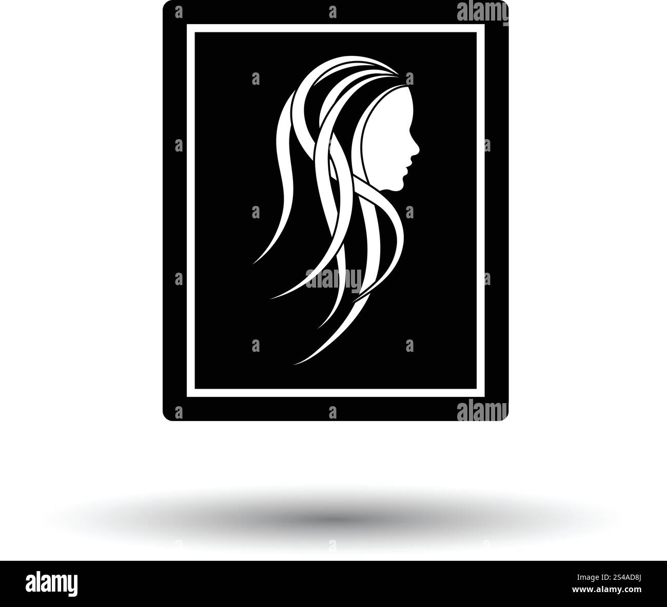 Portrait art icon. White background with shadow design. Vector ...