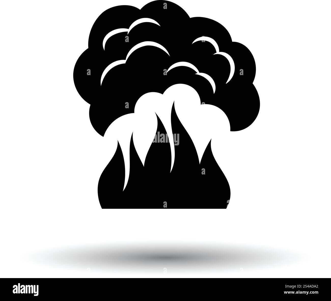 Fire and smoke icon. White background with shadow design. Vector ...