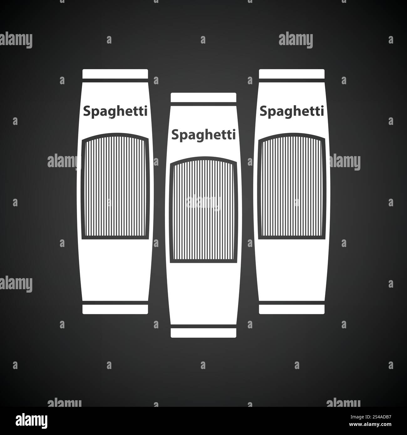 Spaghetti package icon. Black background with white. Vector ...