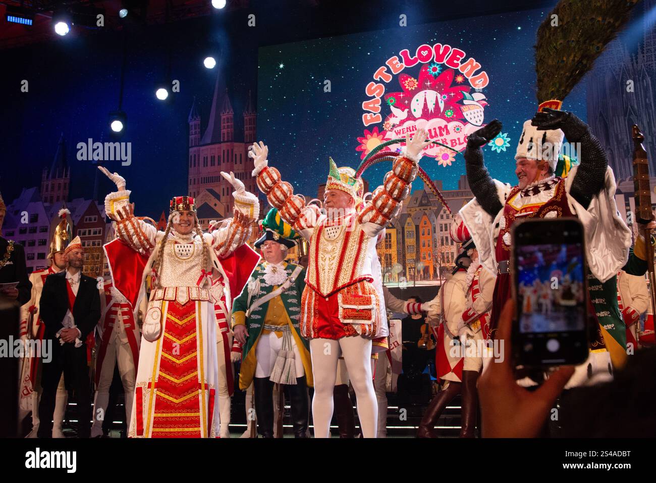 Cologne, Germany. 10th Jan, 2025. Prince Rene I, Jungfrau Marlis, and ...