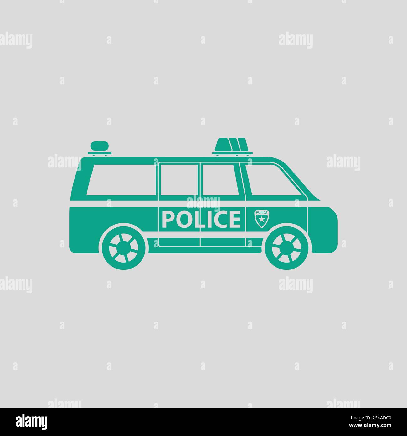 Police van icon. Gray background with green. Vector illustration Stock ...