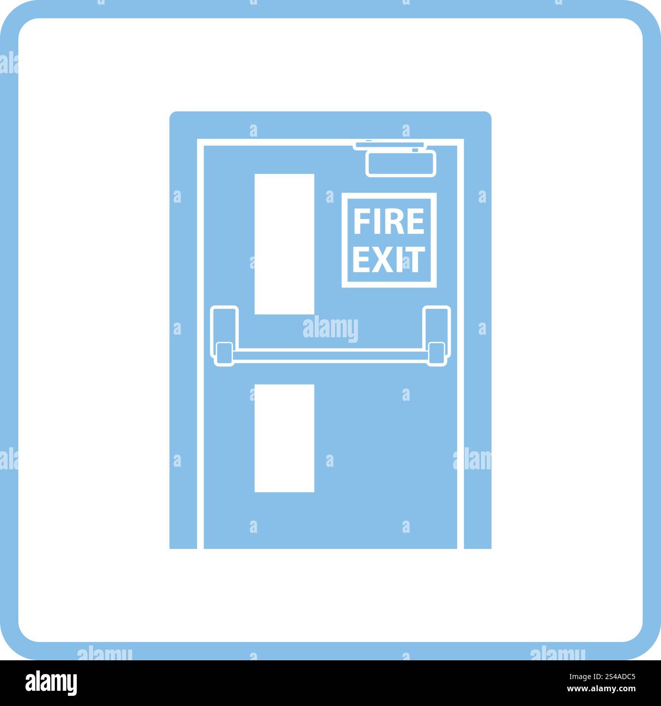 Fire exit door icon. Blue frame design. Vector illustration Stock ...