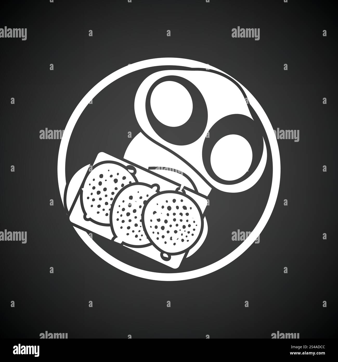 Omlet and sandwich icon. Black background with white. Vector ...