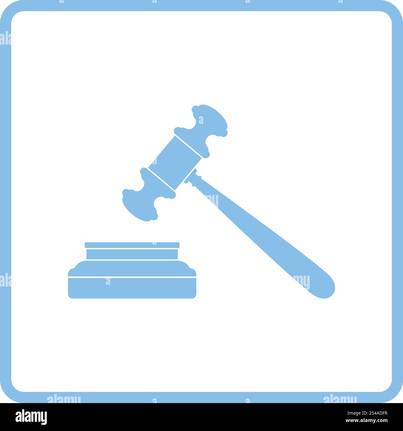 Judge hammer icon. Blue frame design. Vector illustration Stock Vector ...