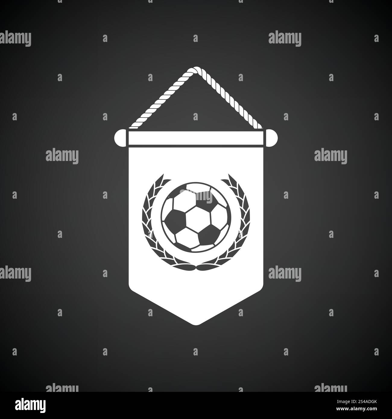 Football pennant icon. Black background with white. Vector illustration ...
